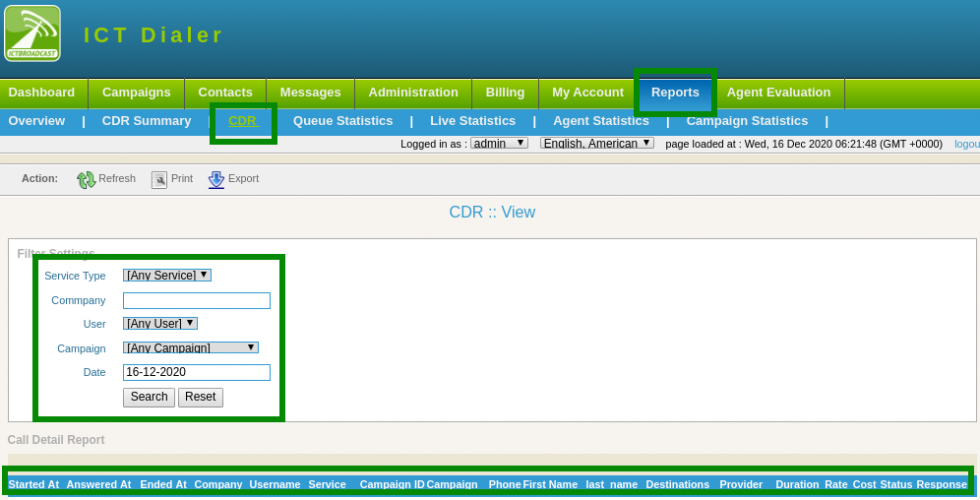 Support - ICTDialer cloud based call center platform